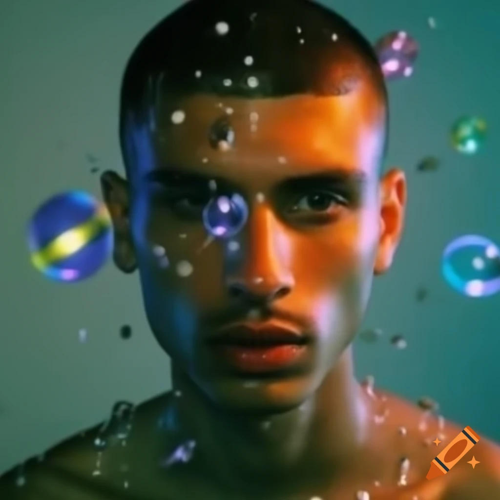 Male supermodel in studio shoot with high contrast colors and creative ...