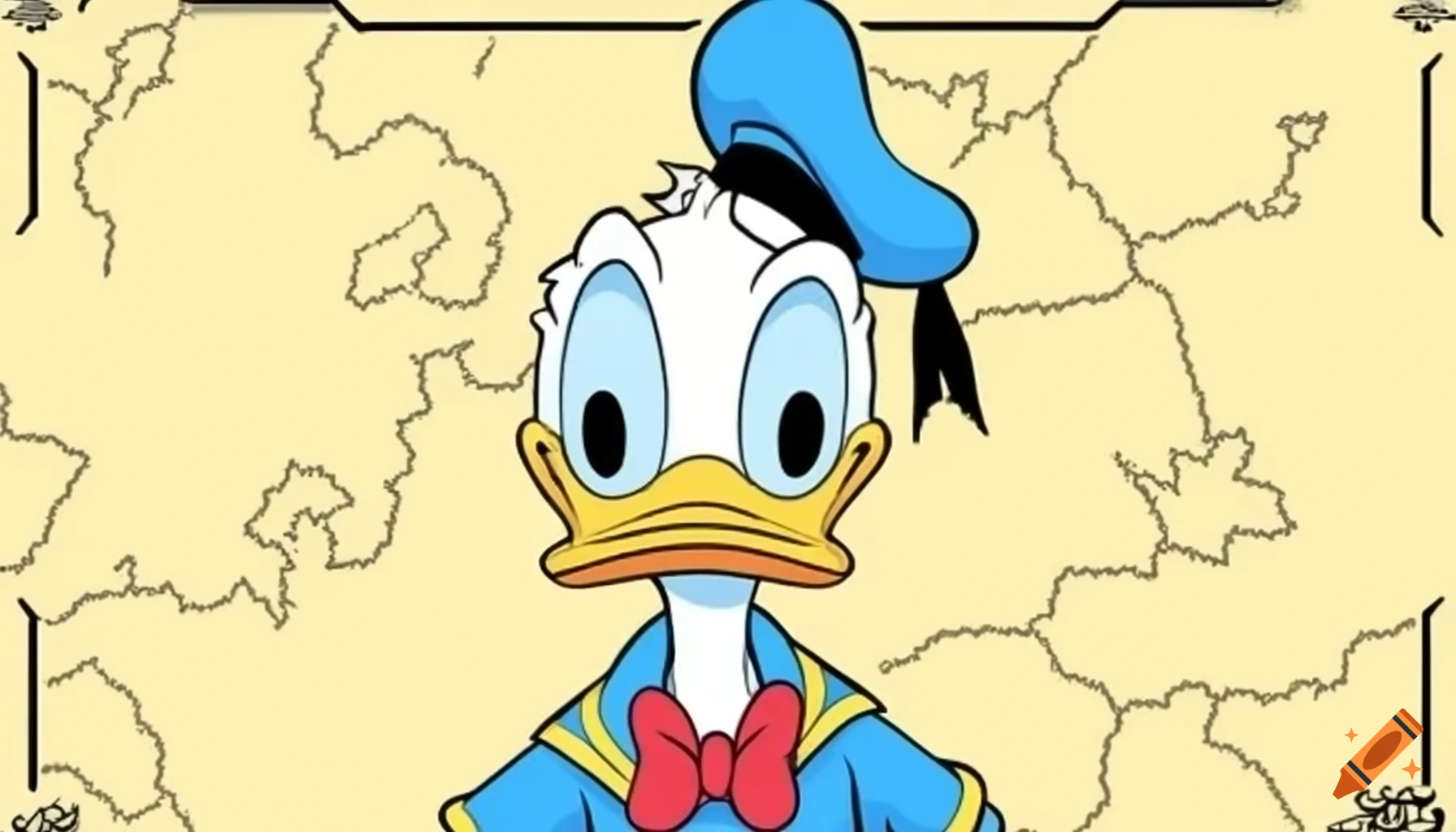 Vintage poster featuring Indiana Jones as Donald Duck with Disney-style ...