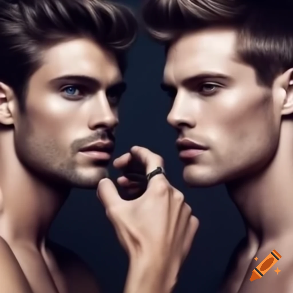 Confident male supermodel in studio shoot, dynamic pose with high ...