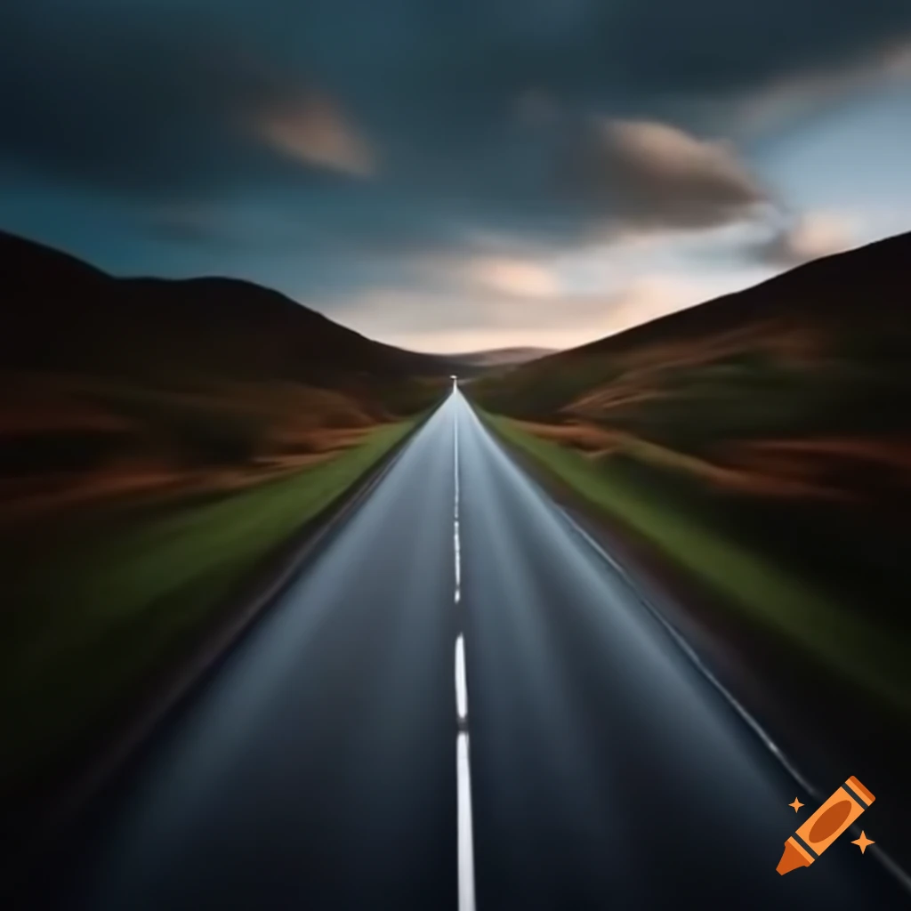 Surrealistic depiction of an out-of-control road on Craiyon