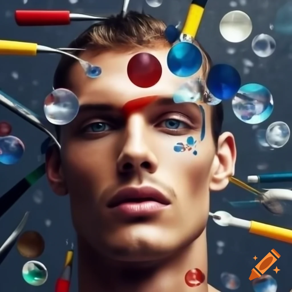 Confident male supermodel in studio shoot with high contrast and ...