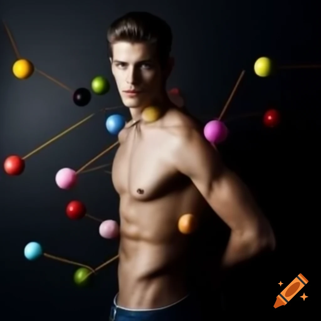 Male supermodel in studio shoot with high contrast and colorful ...
