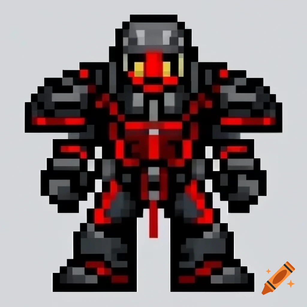 16-bit pixel art of sci-fi soldier in dark armor with melee weapon on ...