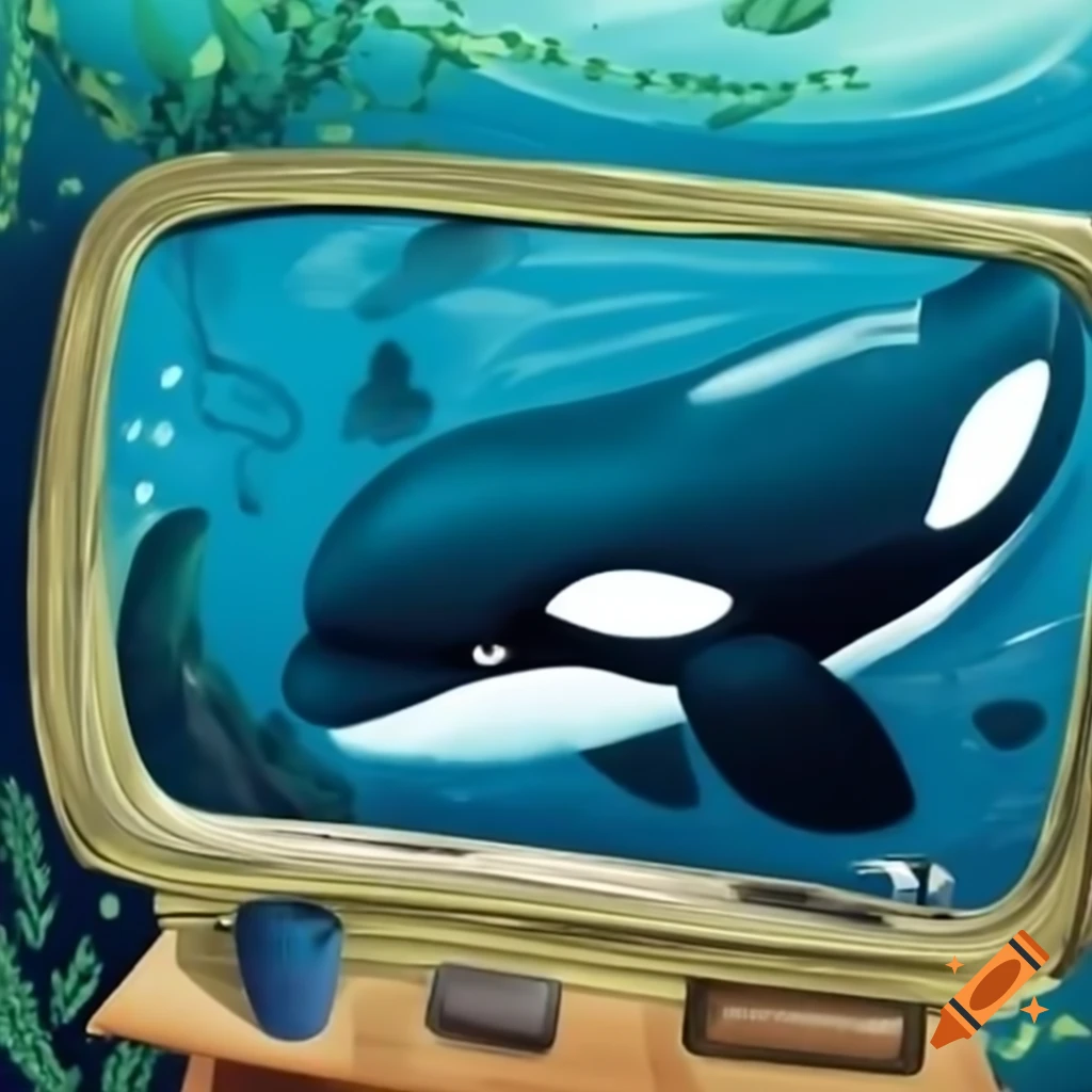 Baby orca observing television on Craiyon