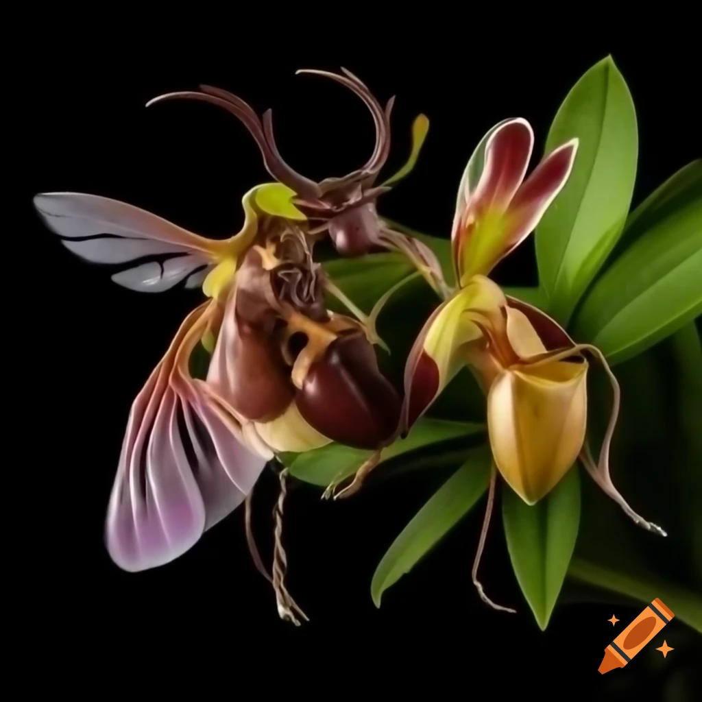 Unique plant hybrid resembling a flying stag beetle flower under ...