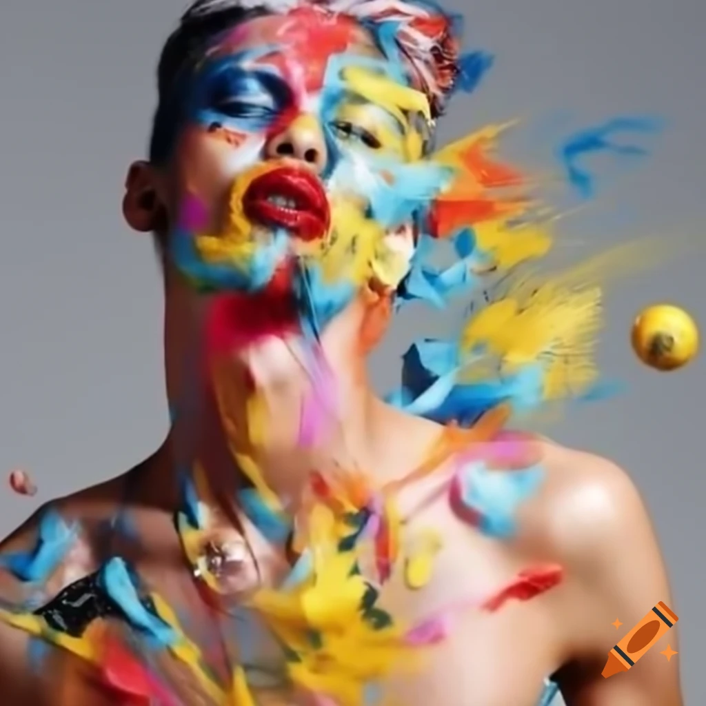 Male supermodel in high contrast studio shoot with colorful elements on ...