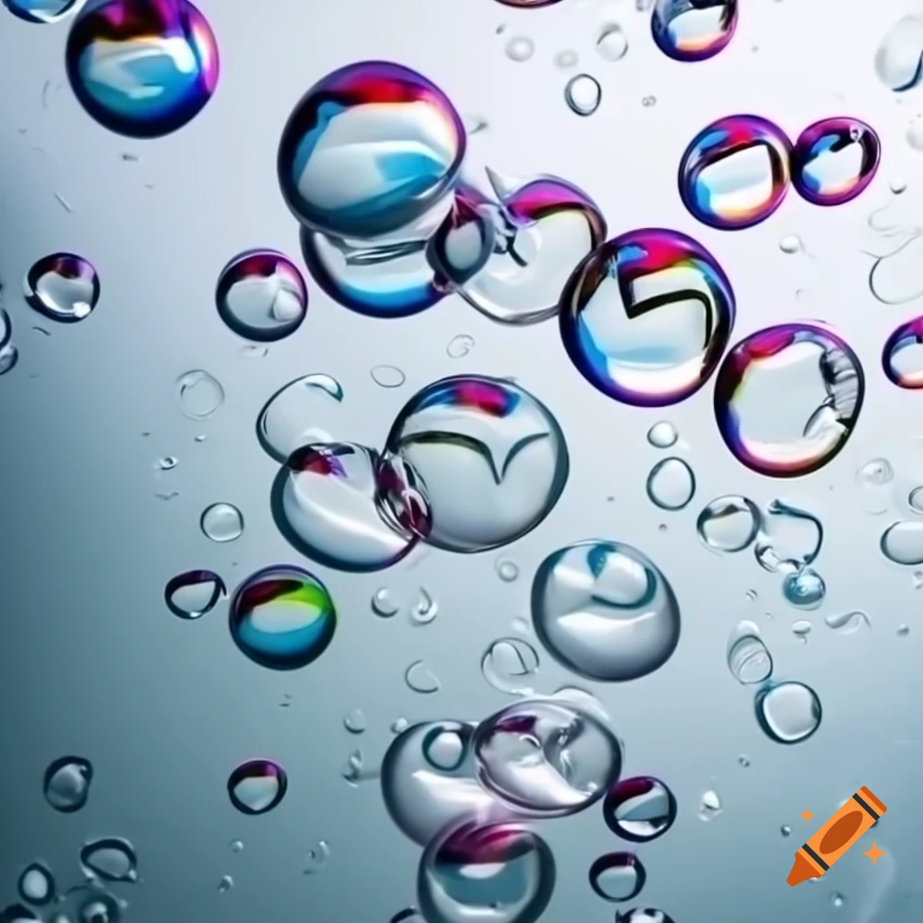 High contrast studio shot of colorful metallic hollow bubbles against a ...