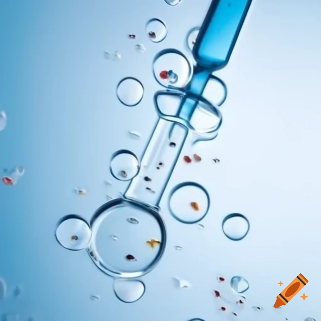 Colorful laboratory equipment with hollow bubbles in metallic colors on ...