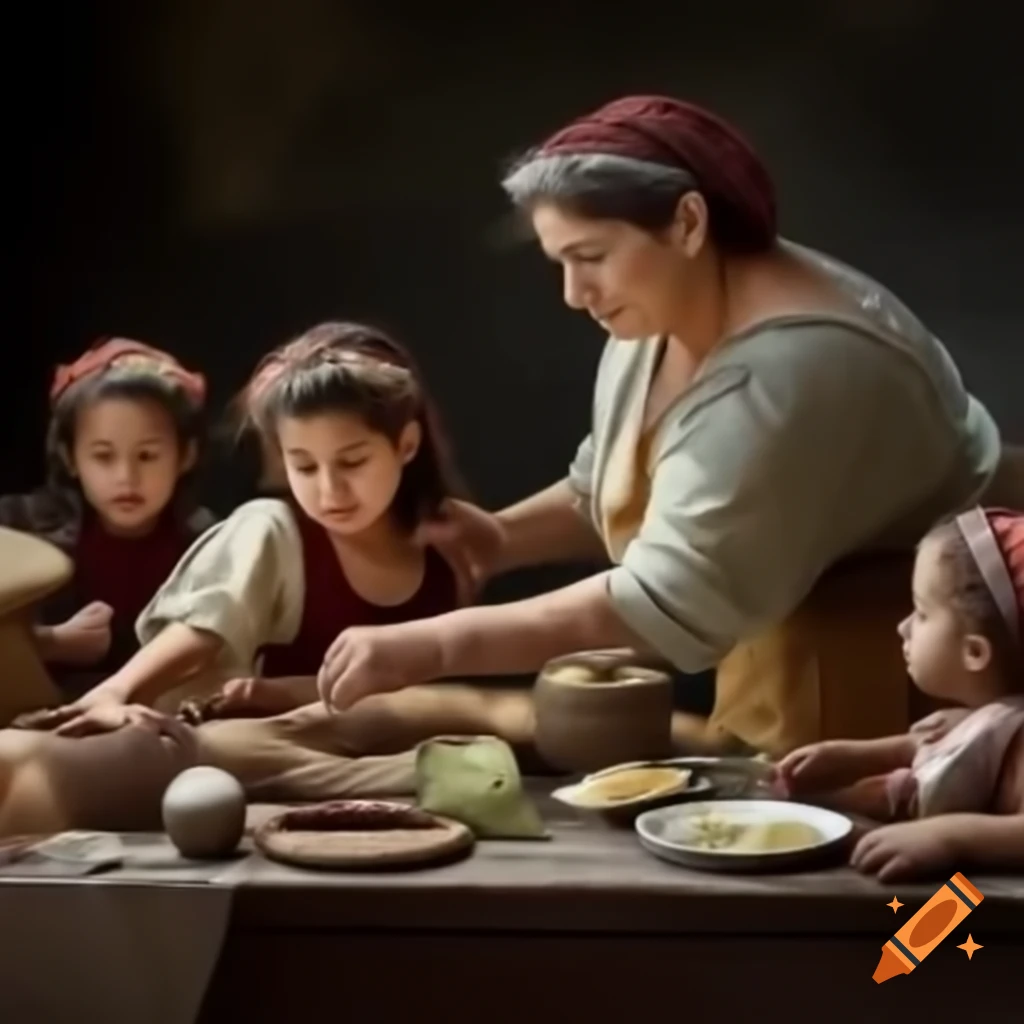 Ancient Greek women engaged in household management and domestic duties on Craiyon