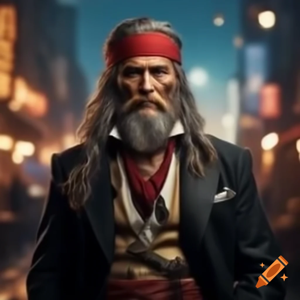 Dapper thin man in tuxedo with gray beard walking during golden hour on Craiyon