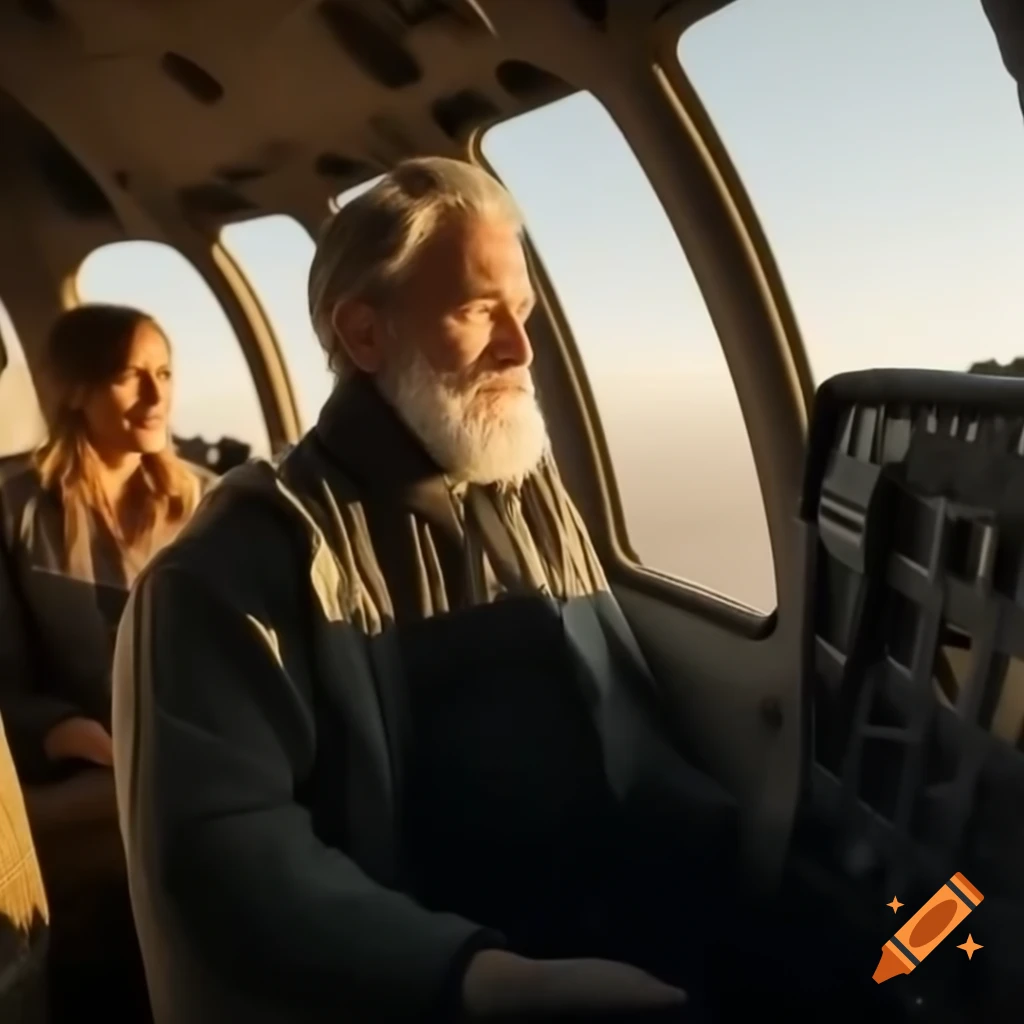 Couple inside helicopter during golden hour with view from outside on ...