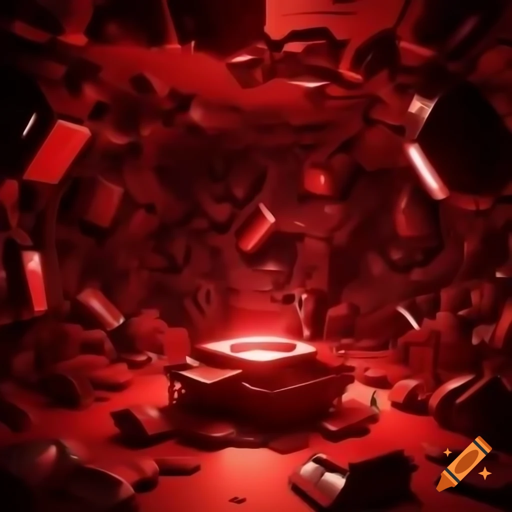 Futuristic chaotic red scene depicting apocalyptic theme in 3D on Craiyon