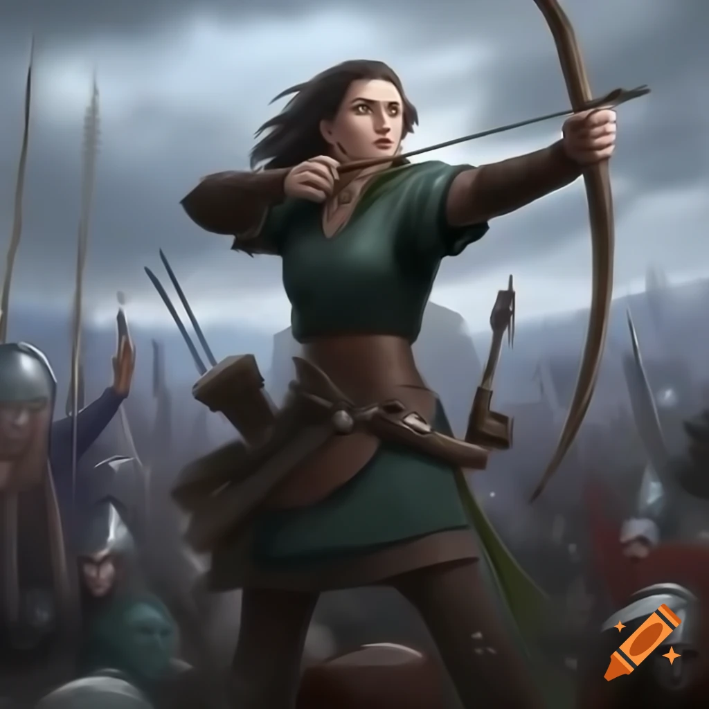 Legendary Viking archer with longbow at battlefield edge, medieval RPG ...