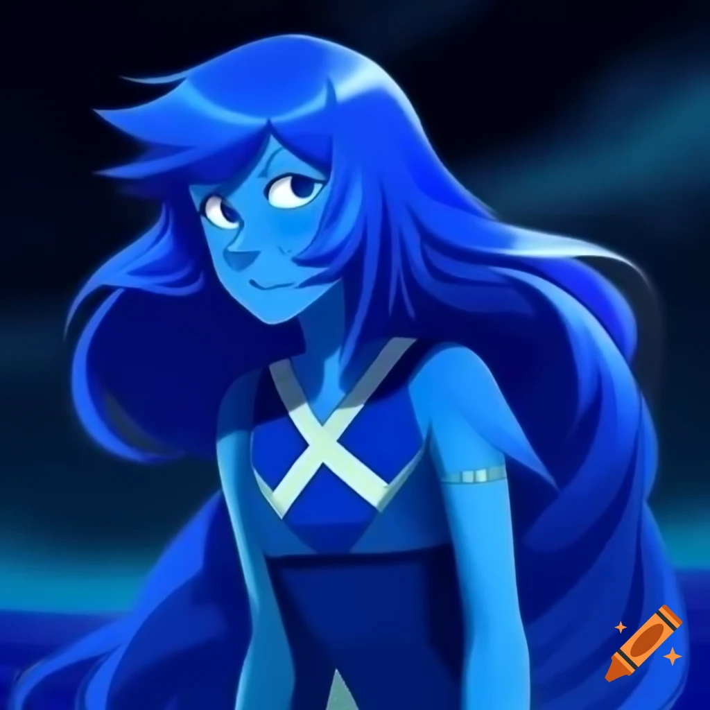 Female Lapis Lazuli character with long blue hair and athletic build ...