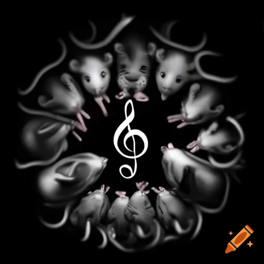 Grunge music band logo featuring rats with instruments in a backyard ...