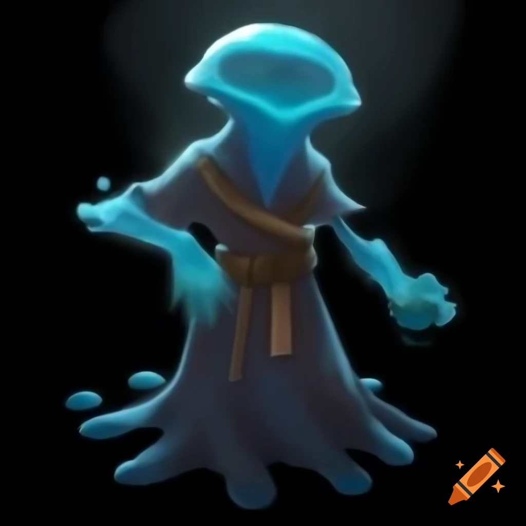 Plasmoid male humanoid wizard from D&D made of slime elements on Craiyon