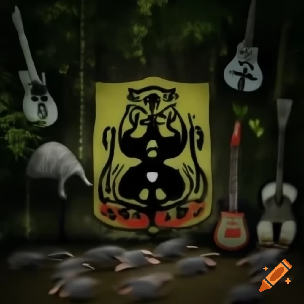 Grunge-style band logo featuring hopeful rats with musical instruments ...