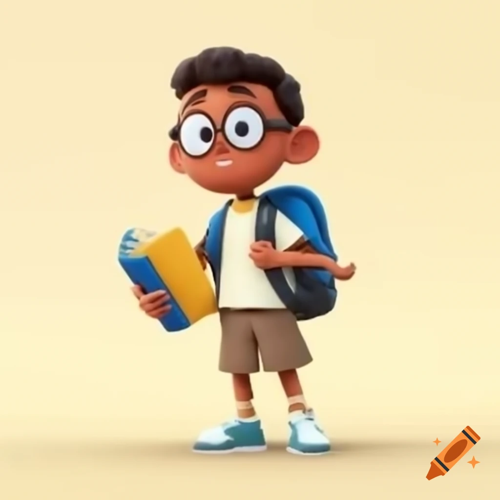 Cartoon student prepared to learn on Craiyon