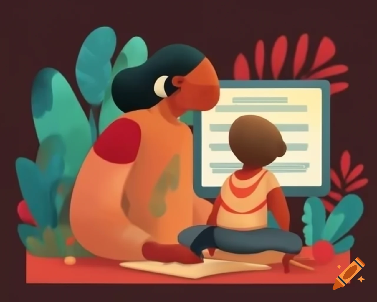 Maori child reading from computer screen, engaging with technology on ...
