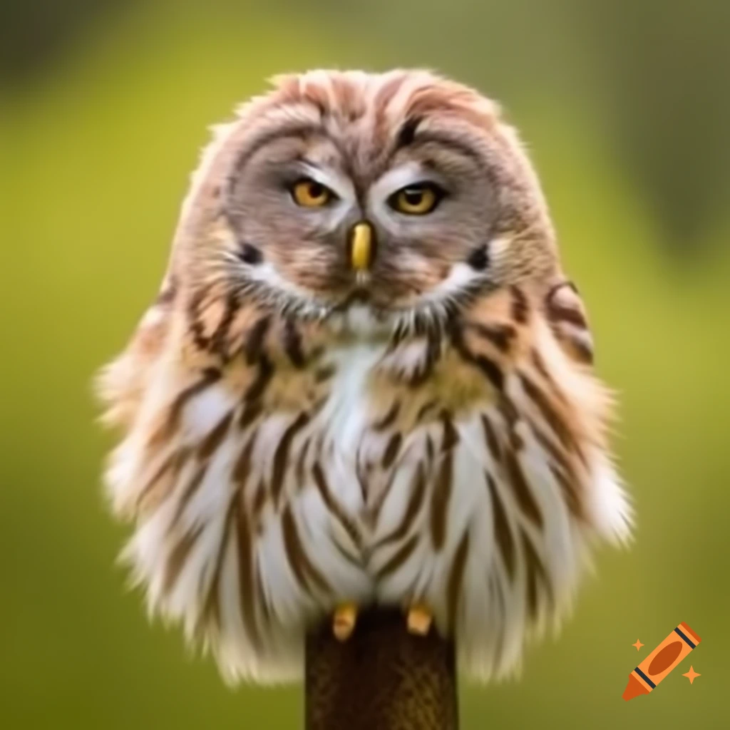 Grumpy owl perched on a branch on Craiyon