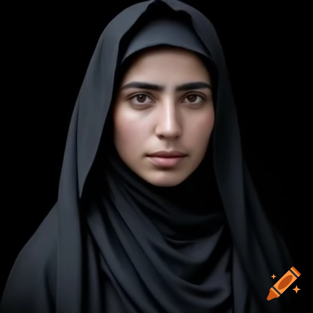 Realistic portrait of Iranian Shiite woman in hijab and traditional ...