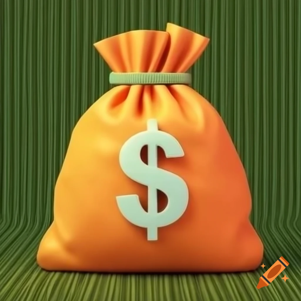 Animated money bag with text overlay on Craiyon