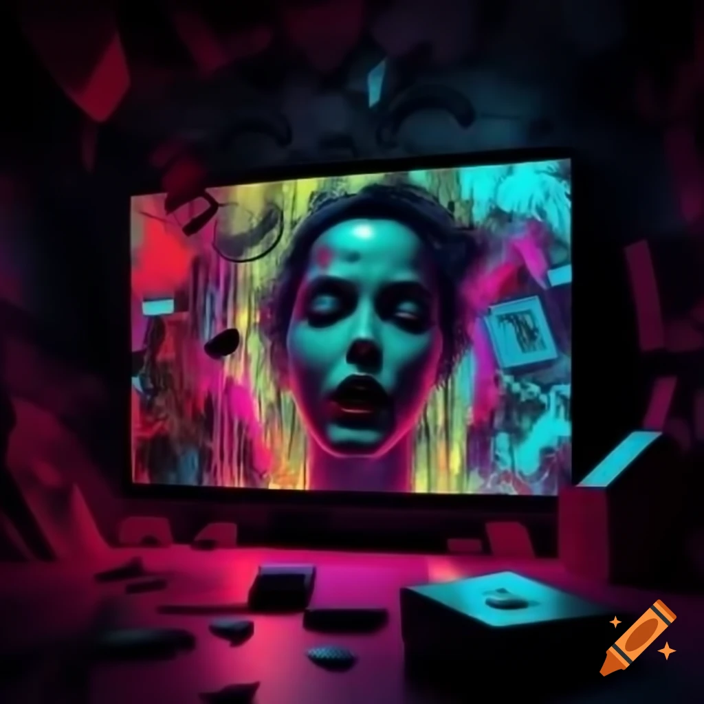 Digital poster illustrating negative media content with broken ...