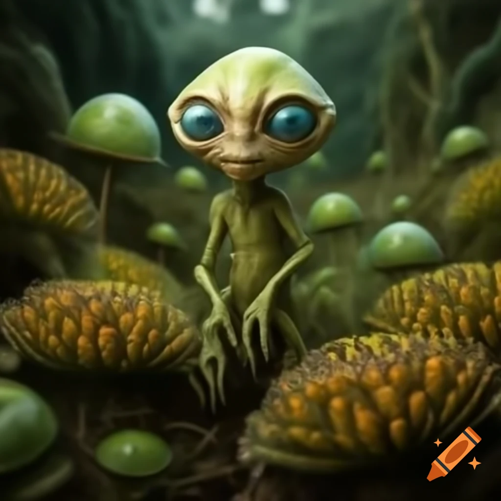 Lush alien wilderness with vibrant flora and hidden secrets on Craiyon