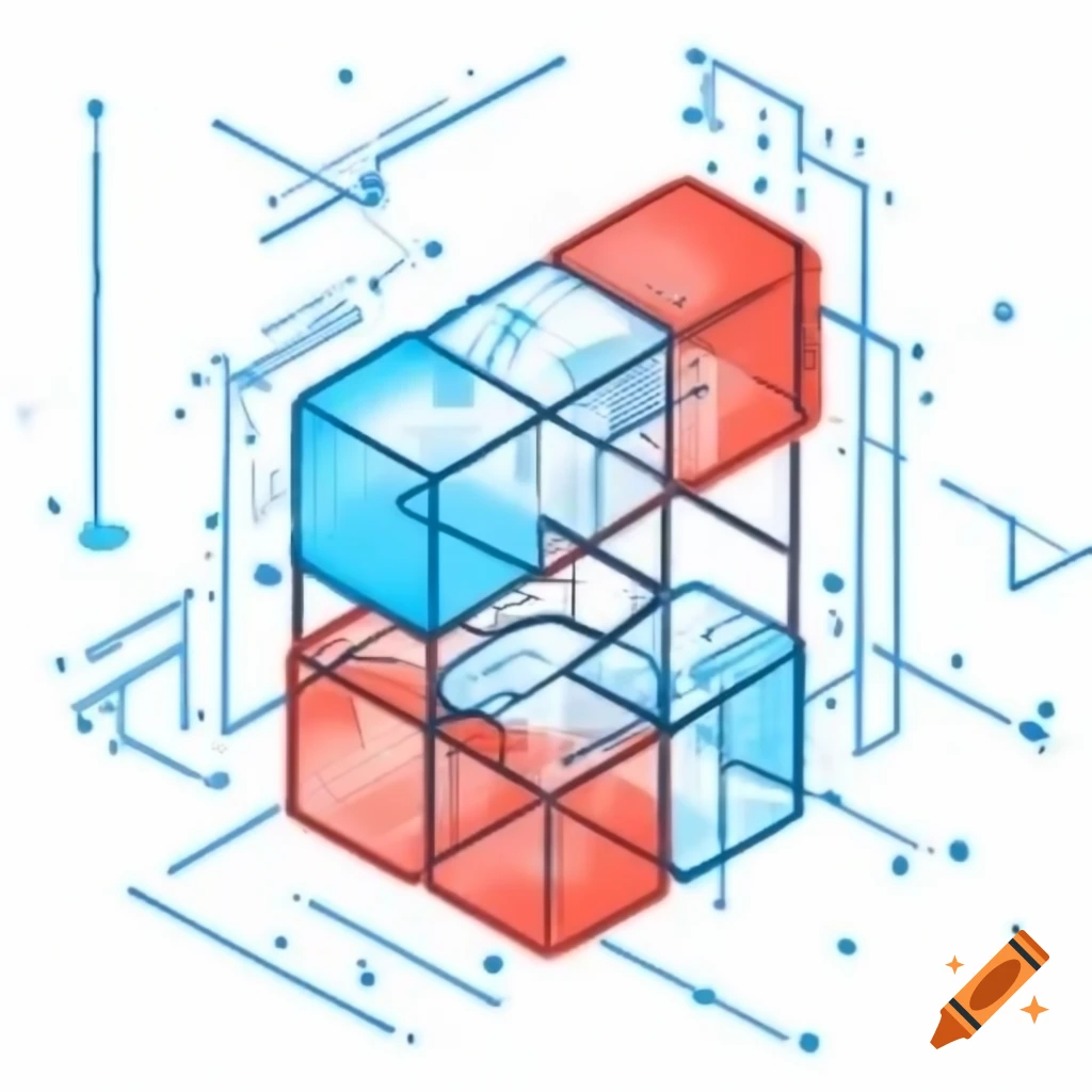 Block diagram of a digital computer illustrating components and connections on Craiyon