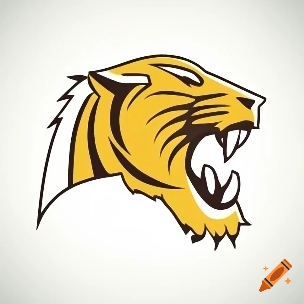 Detailed college football logo featuring a golden saber-toothed tiger ...