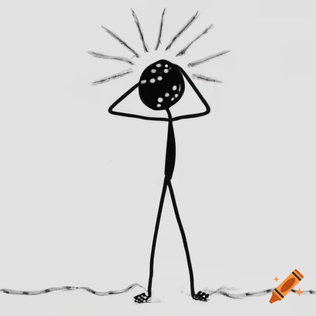 Hand-drawn stick figure with shocked expression on white background on ...