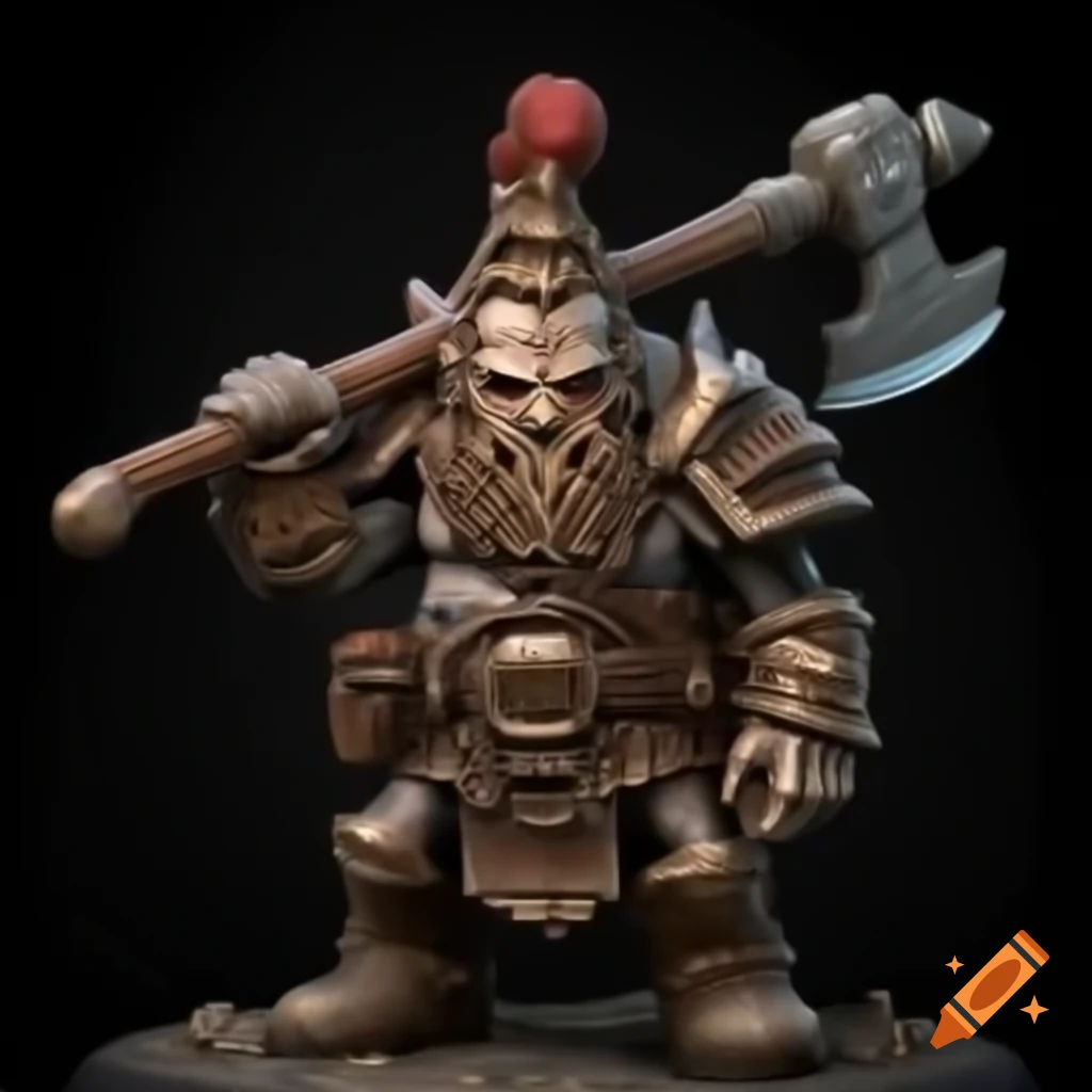 Dwarf skeleton in armor with battleaxe and helmet on Craiyon