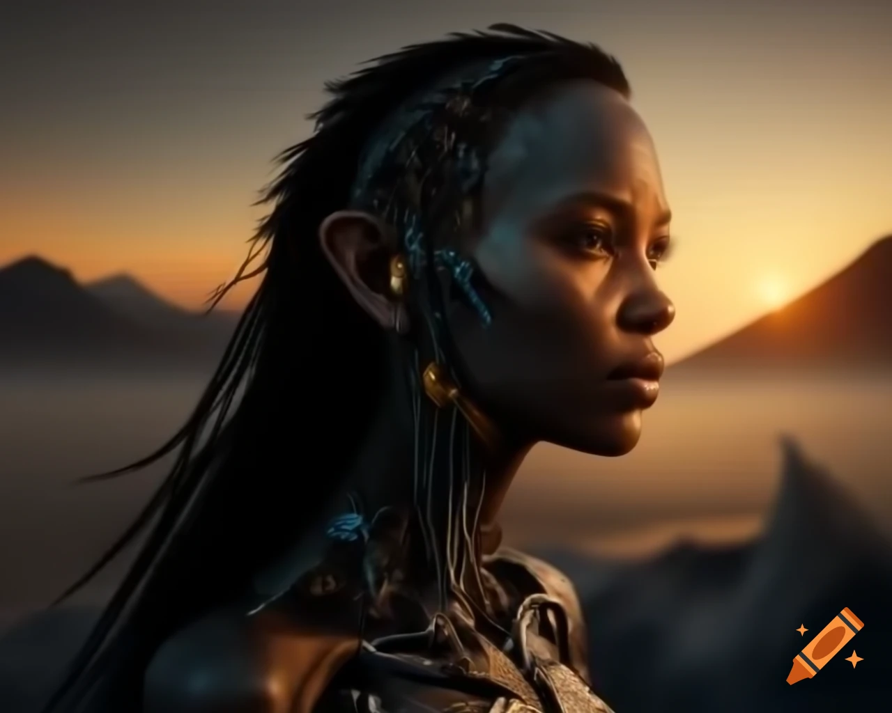 Abstract portrait exploring scientific imagination and adaptations for survival on Craiyon