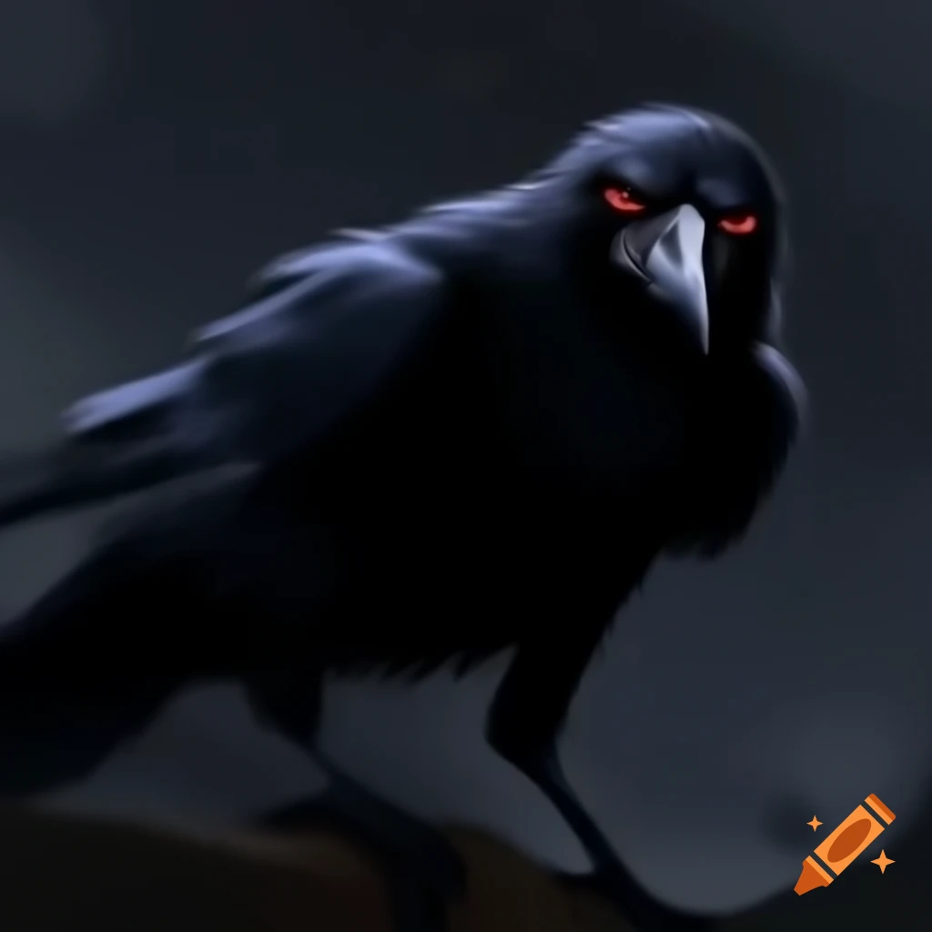 Crow with red eyes and anime sword, desktop wallpaper on Craiyon