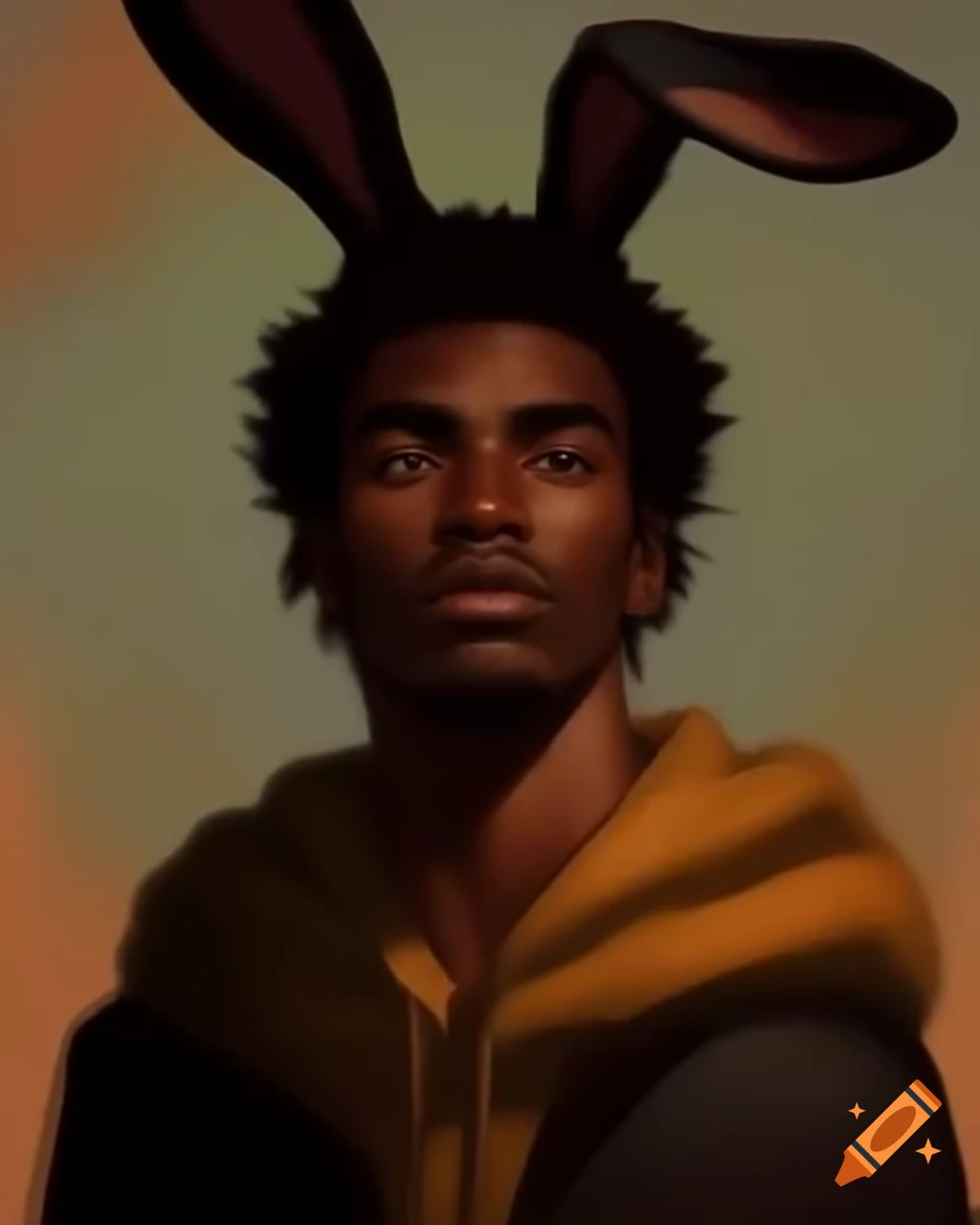 Old Jamaican man wearing bunny ears and a cape on Craiyon