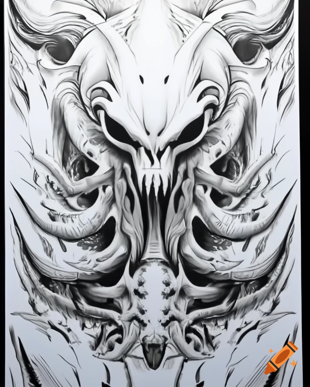 Fractal biomechanical Egyptian biohazard art featuring alien bone skull ...