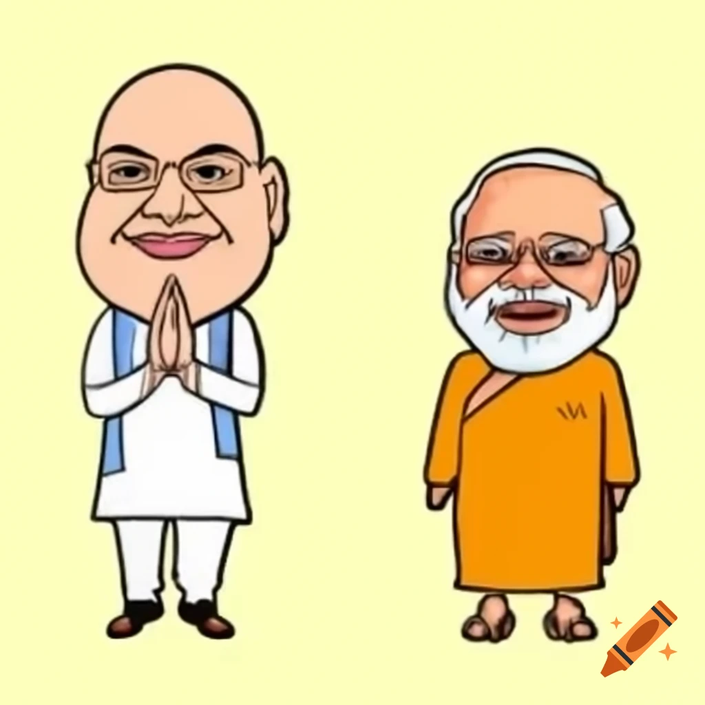 Cartoon depiction of Amit Shah as Don Quixote and Narendra Modi as ...
