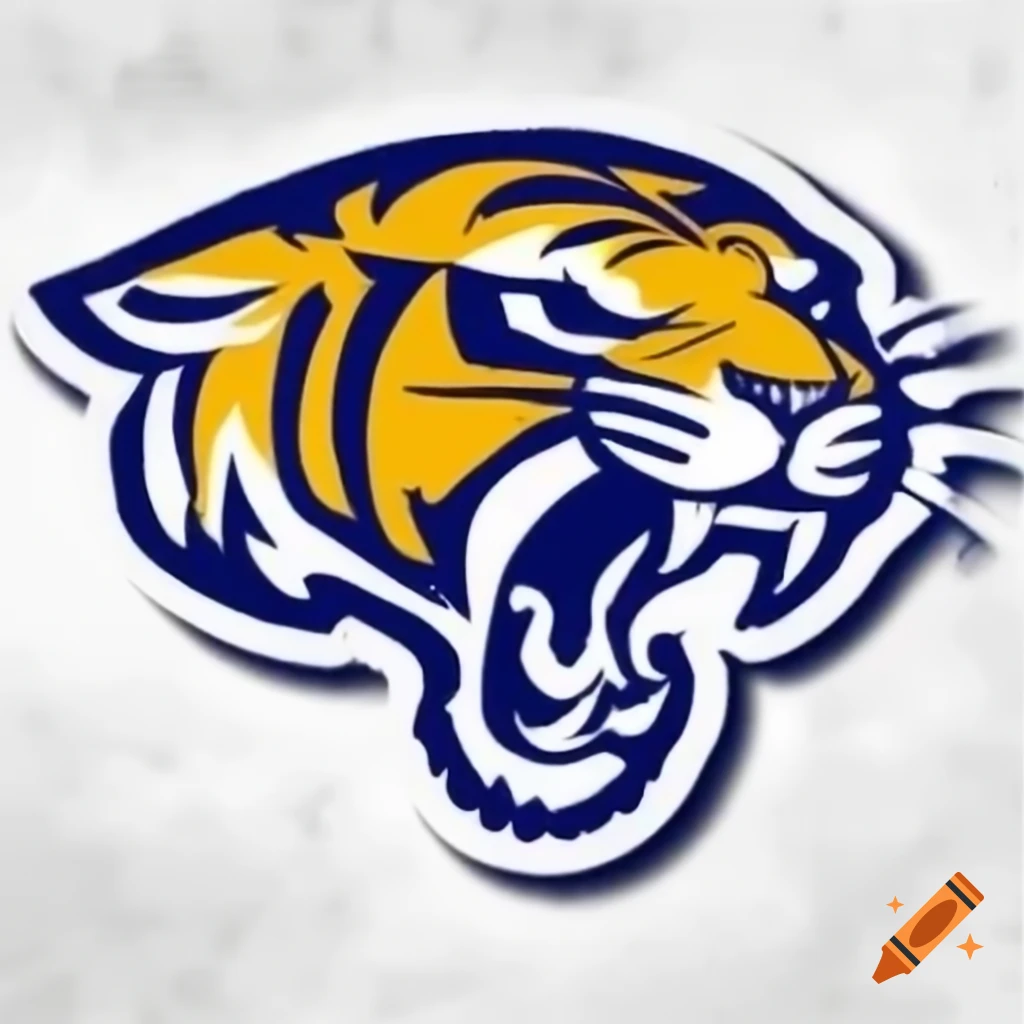 College football logo featuring a detailed golden saber-toothed tiger ...