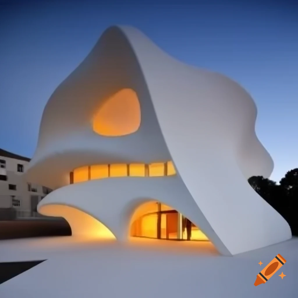 Fashionable architecture featuring biomorphic design and warm orange ...