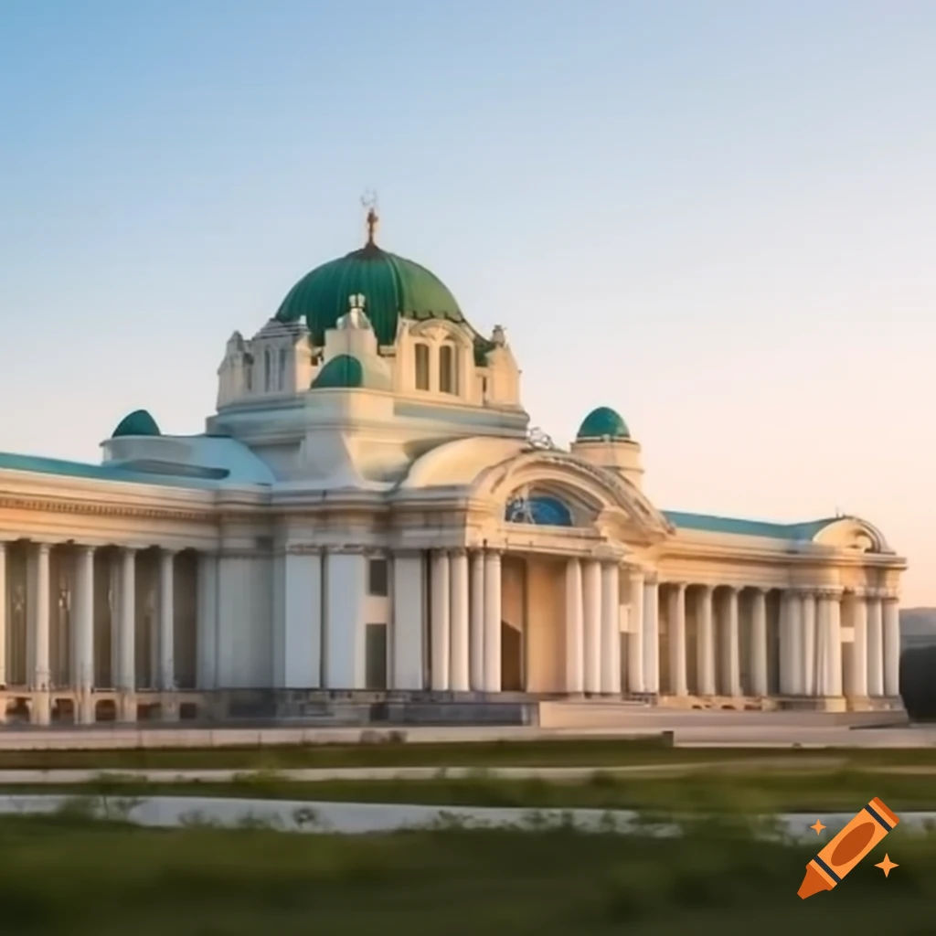 Central State Museum of Kazakhstan in soft morning light, elegant ...