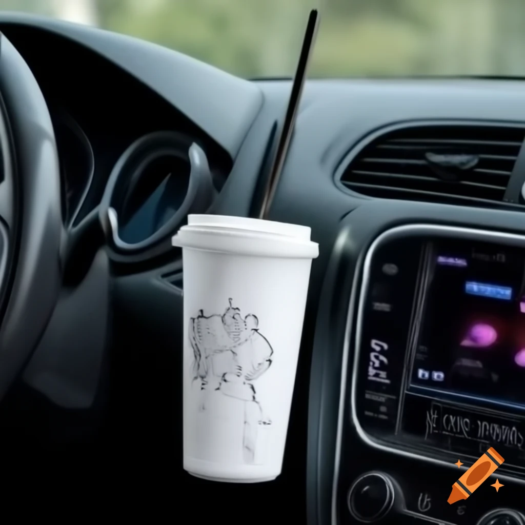 Drawing of slender 6oz cup with cover and retractable straw in cup ...