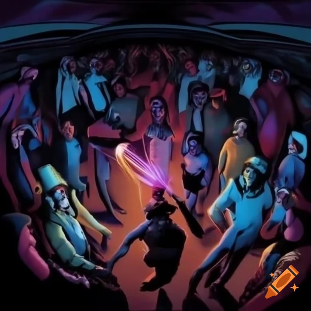 Energetic techno party with vibrant lights and lasers in 1993 ...