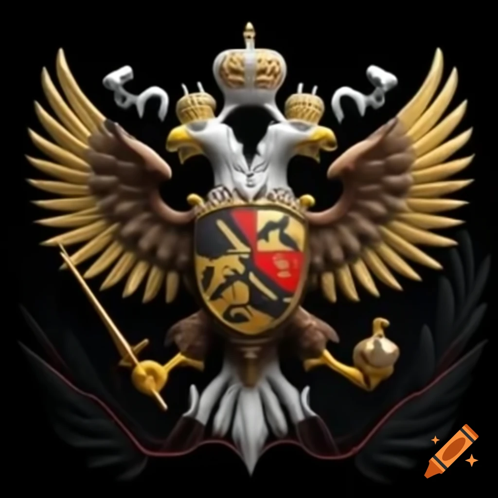 Family crest featuring a majestic eagle with wings spread, symbolizing ...