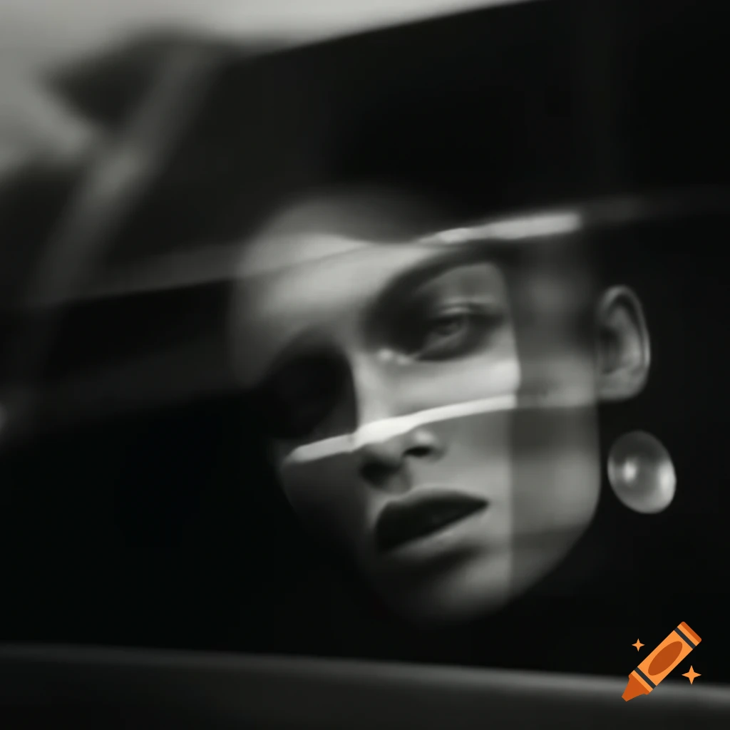 Fierce supermodel photographed through reflecting glass window in ...