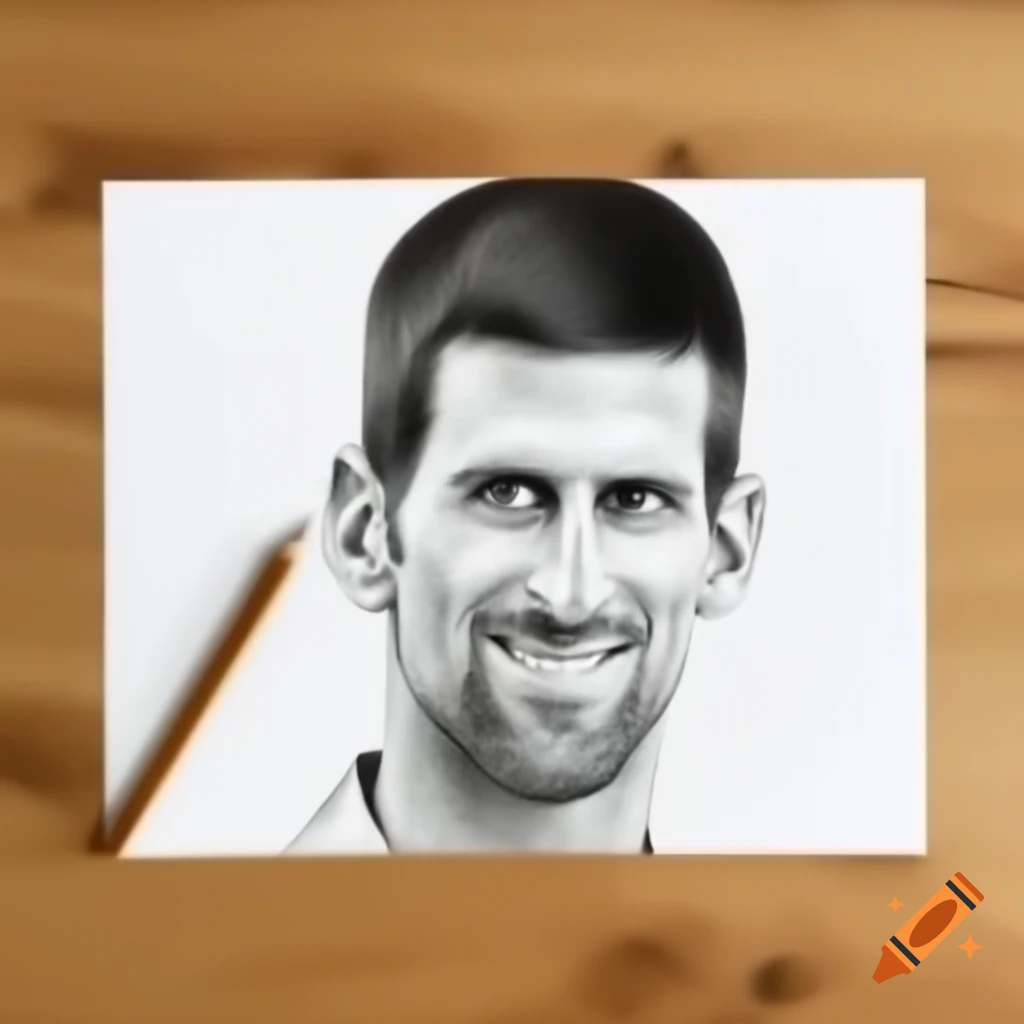 Masterpiece portrait of Novak Djokovic drawn in pencil on paper on Craiyon