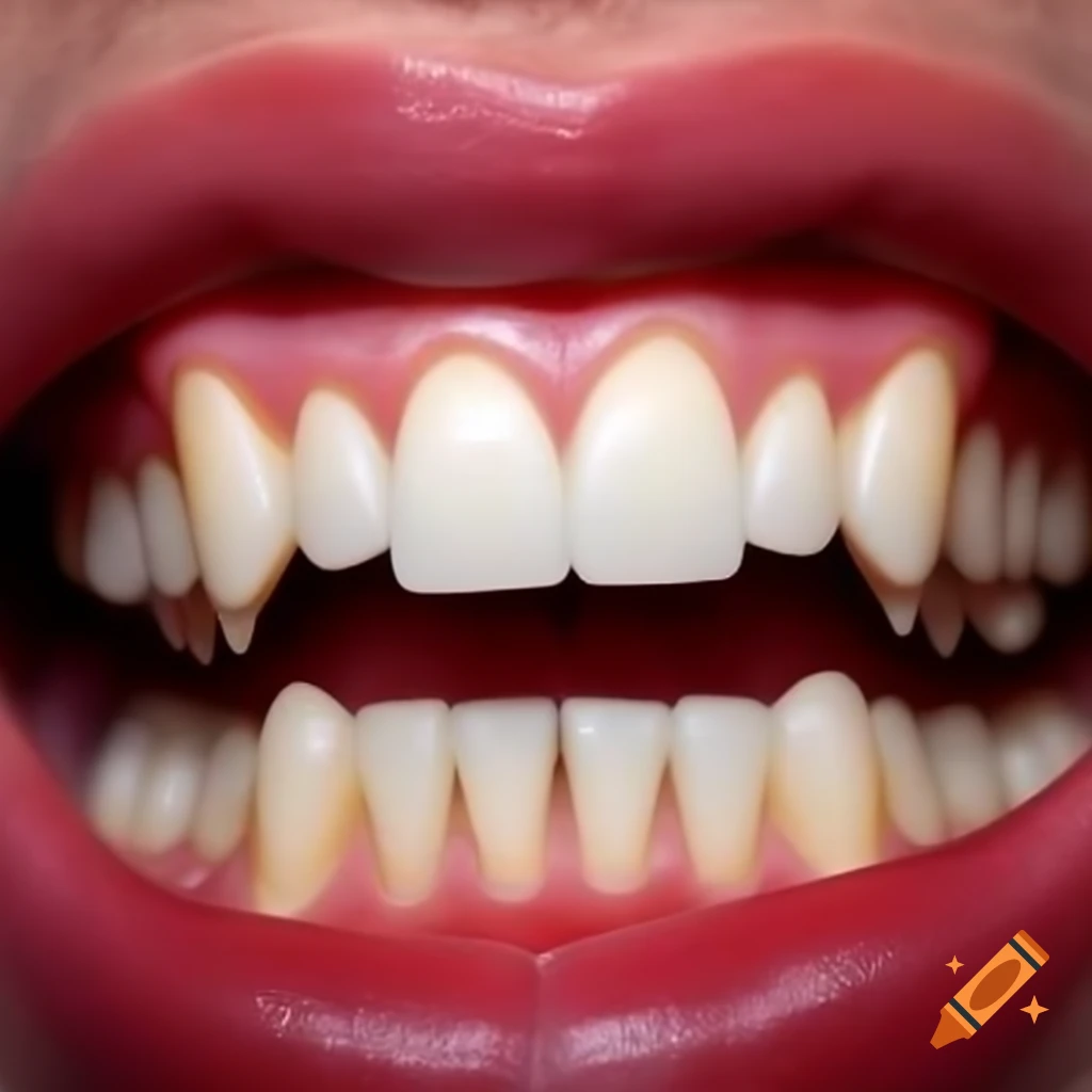 Close-up of crooked and misaligned teeth on Craiyon