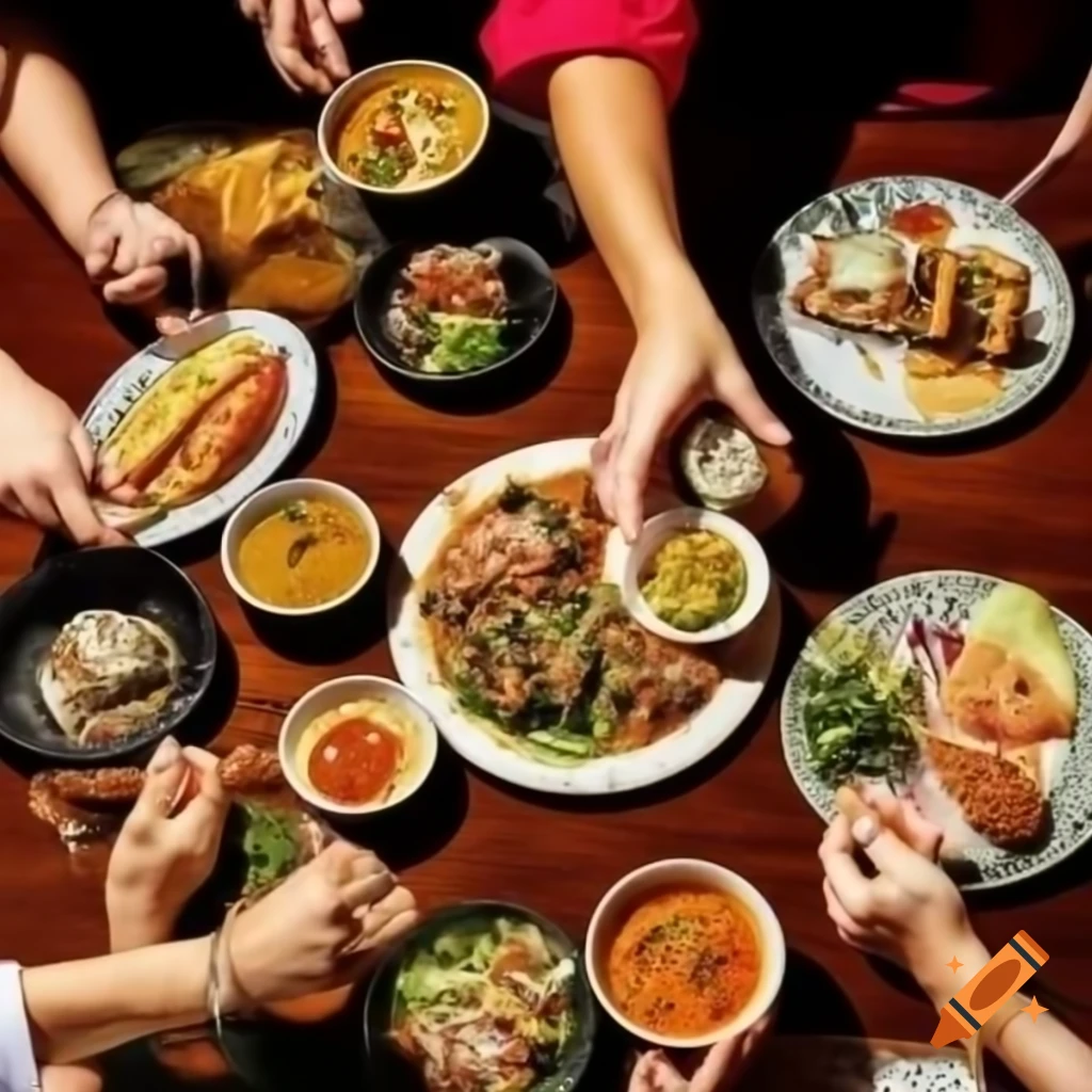 Food stalls featuring diverse cuisines like sushi, tacos, curry, and ...