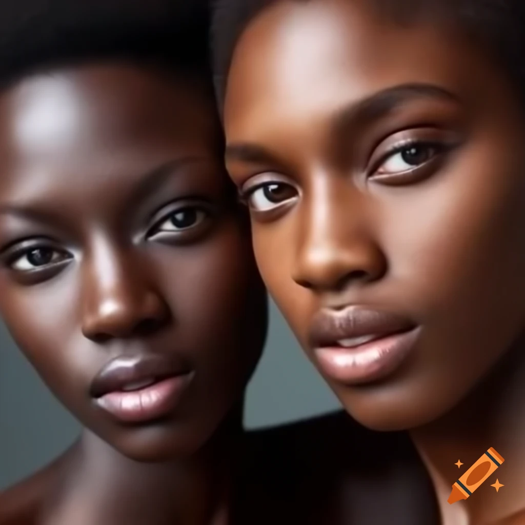 Female and male supermodels smiling in high contrast studio setting on ...