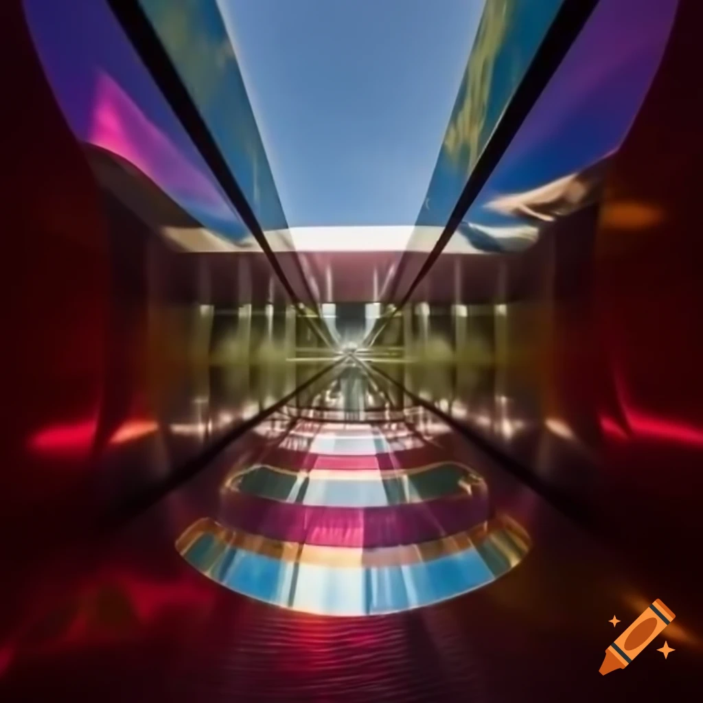 Absurd colorful metallic structure with bubbles in well-lit building on ...