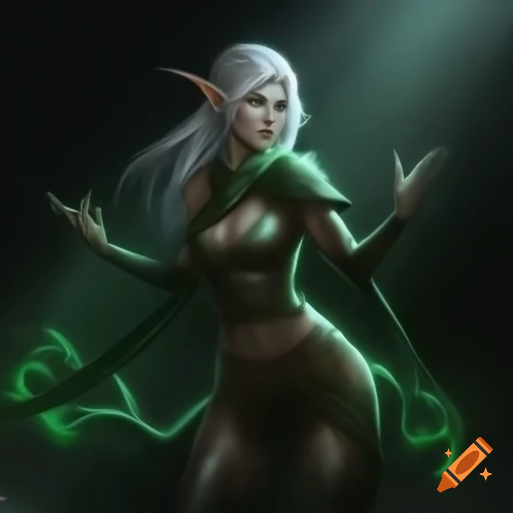 Ethereal elven beauty with intricate silver-blonde hair and sharp ...